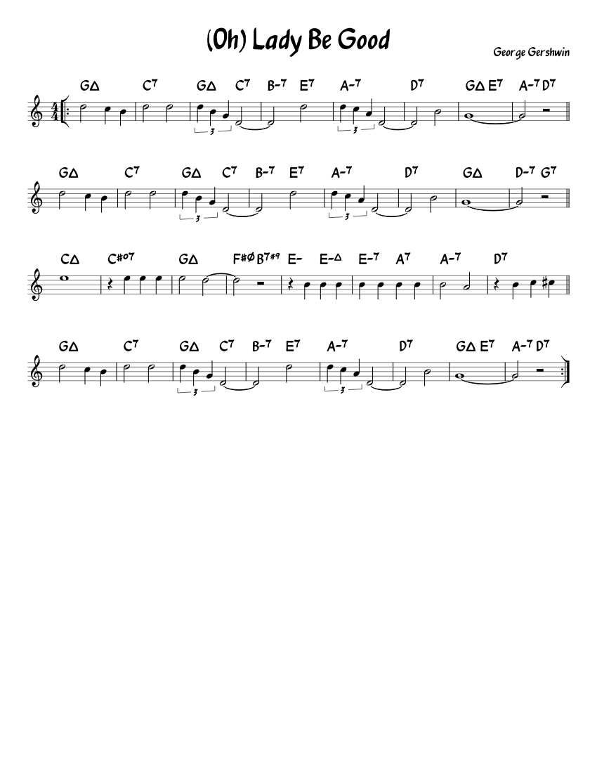 (Oh) Lady Be Good (Gershwin) Sheet music for Clarinet in b-flat (Solo ...