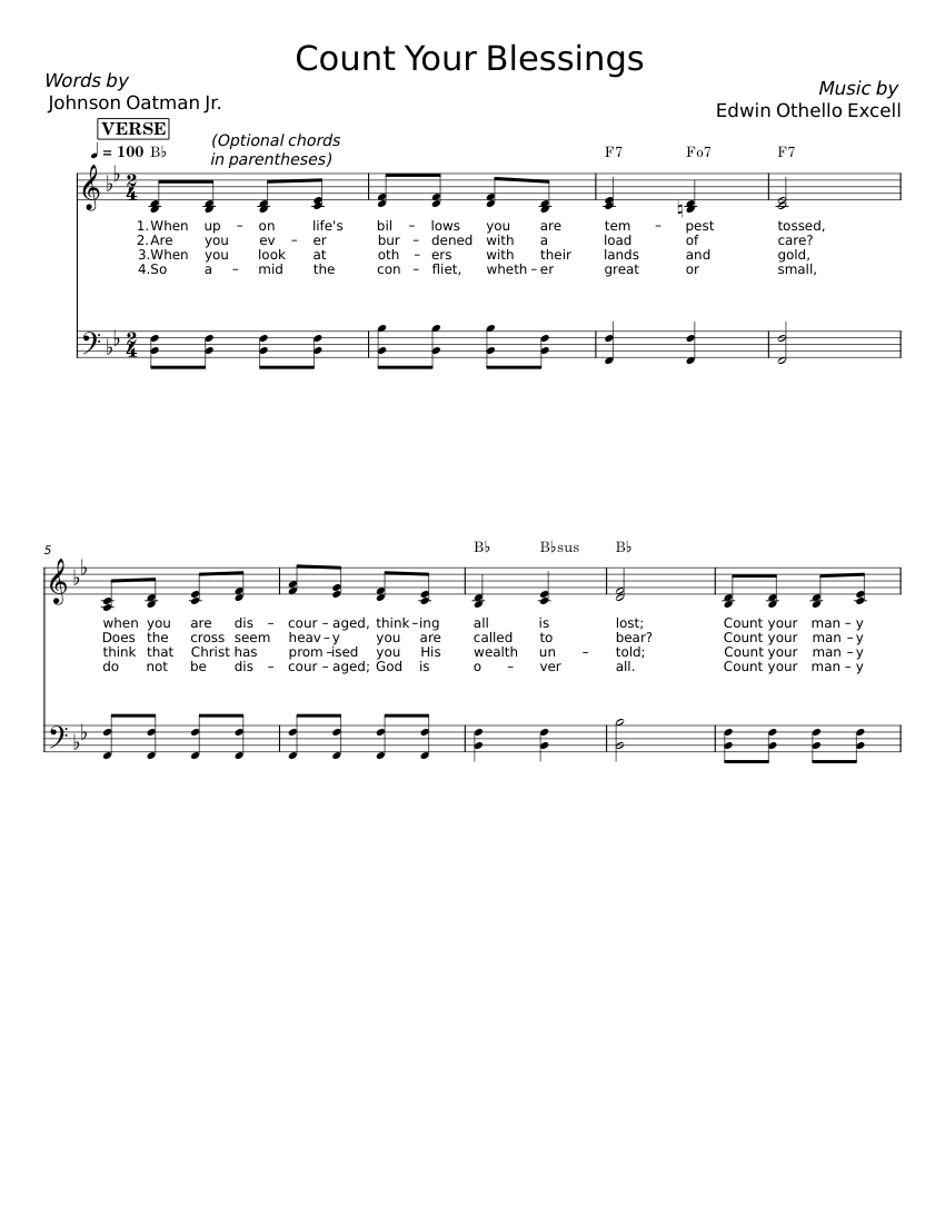 Count Your Blessings - Edwin Othello Excell Sheet music for Synthesizer ...