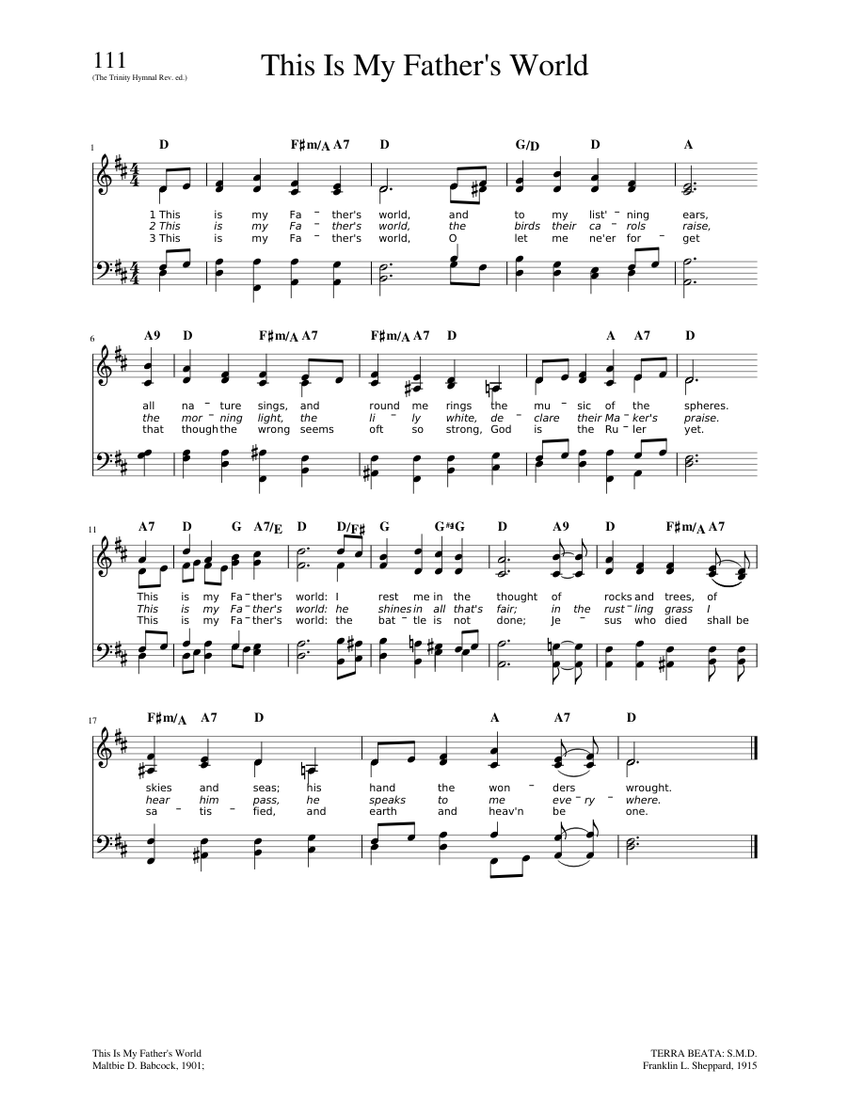 This Is My Father's World Sheet music for Piano (Piano Duo) | Musescore.com