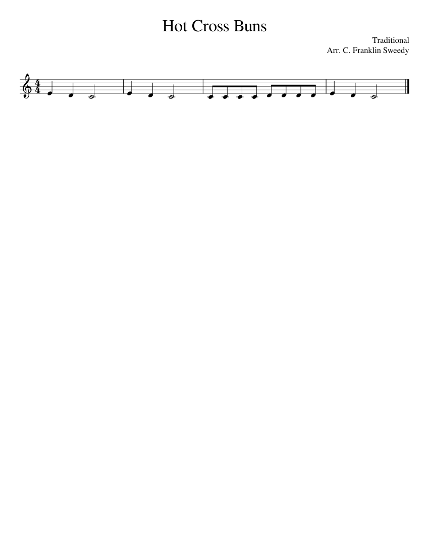 Hot Cross Buns Sheet music for Clarinet bass (Solo) | Musescore.com