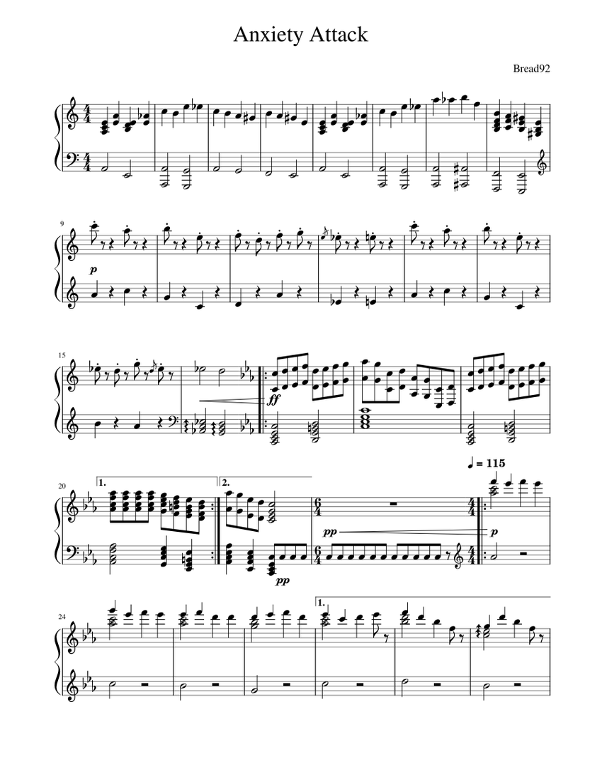 Anxiety Attack Sheet music for Piano (Solo) | Musescore.com