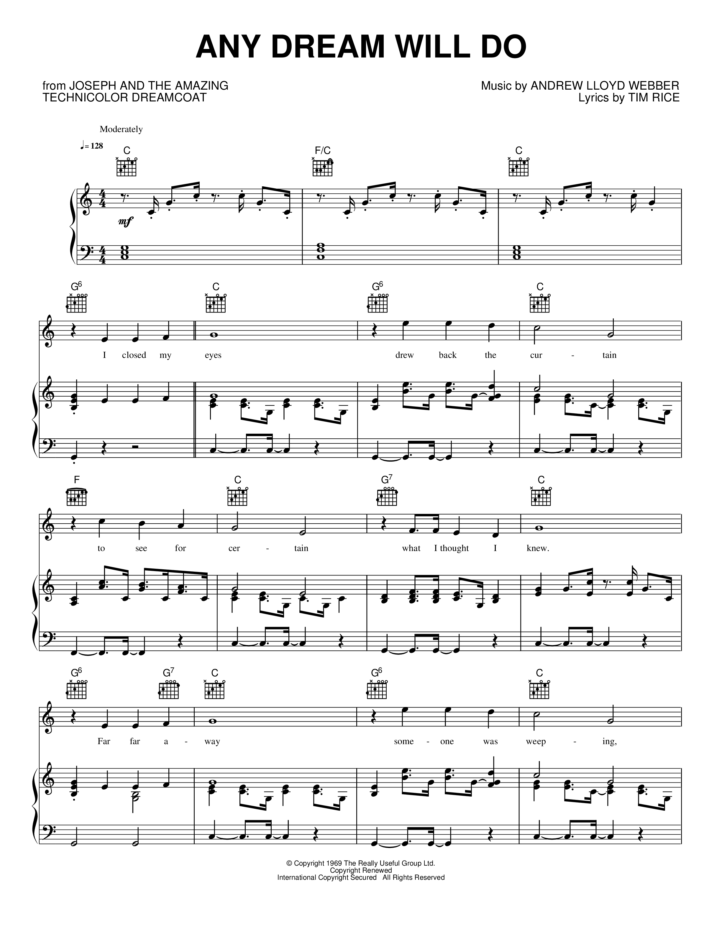 Play Official version of Any dream will do Sheet Music by Andrew Lloyd ...