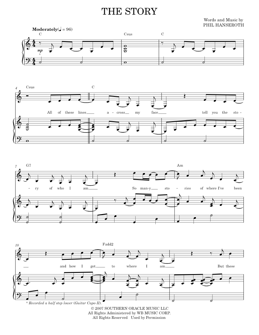 the story Sheet music for Piano, Vocals by Brandi Carlile Official ...