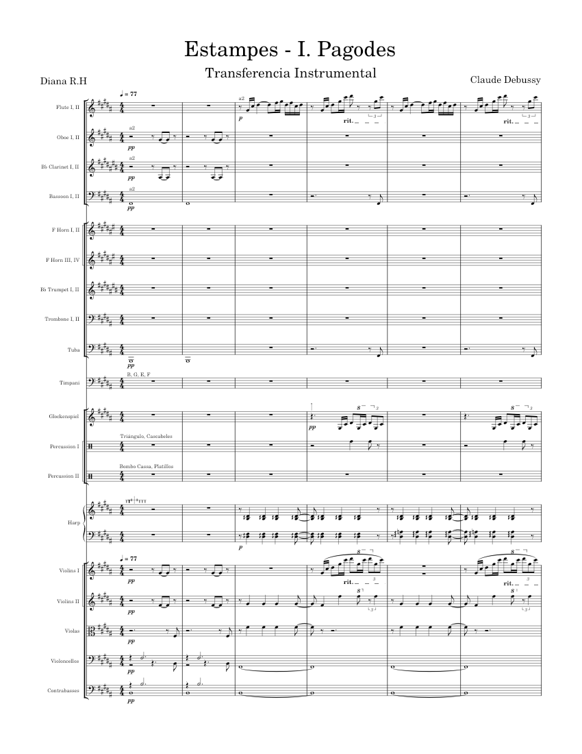 Estampes - I. Pagodes Sheet music for Trombone, Tuba, Flute, Oboe ...