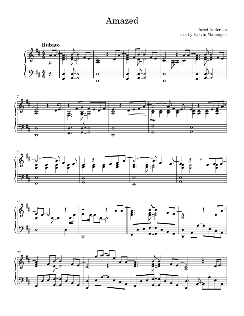 Amazed – Jared Anderson, Phillips, Craig & Dean (Piano Arrangement ...