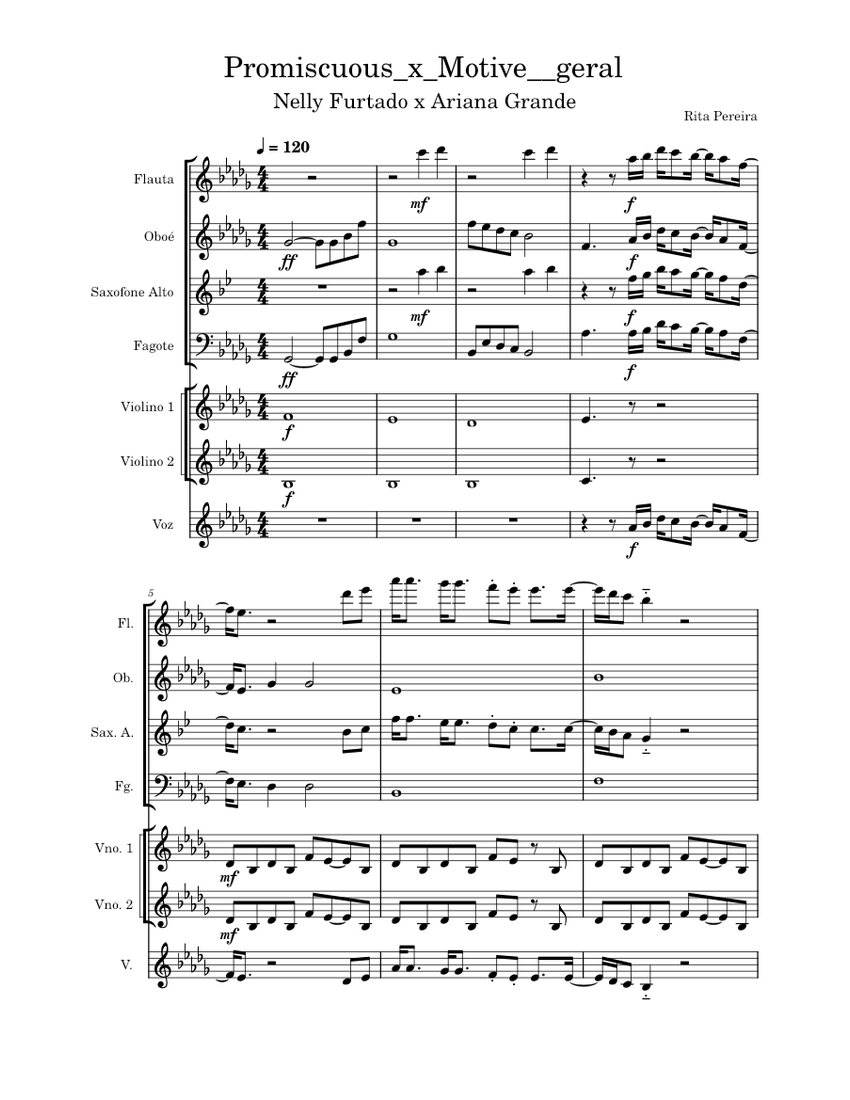 Motive X Promiscuous Mix – Khlaw (arr. by Rita Pereira) Sheet music for ...