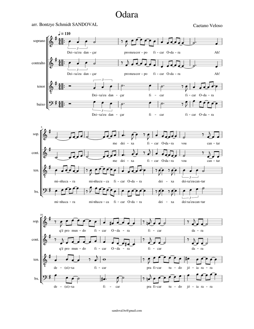 Odara Sheet music for Oboe, Clarinet in b-flat, Clarinet bass, Bassoon ...