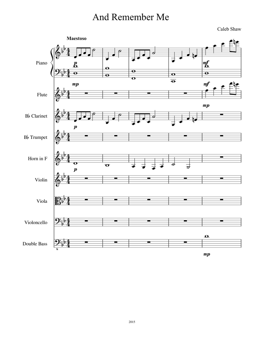 And Remember Me Sheet music for Piano, Flute, Clarinet in b-flat ...