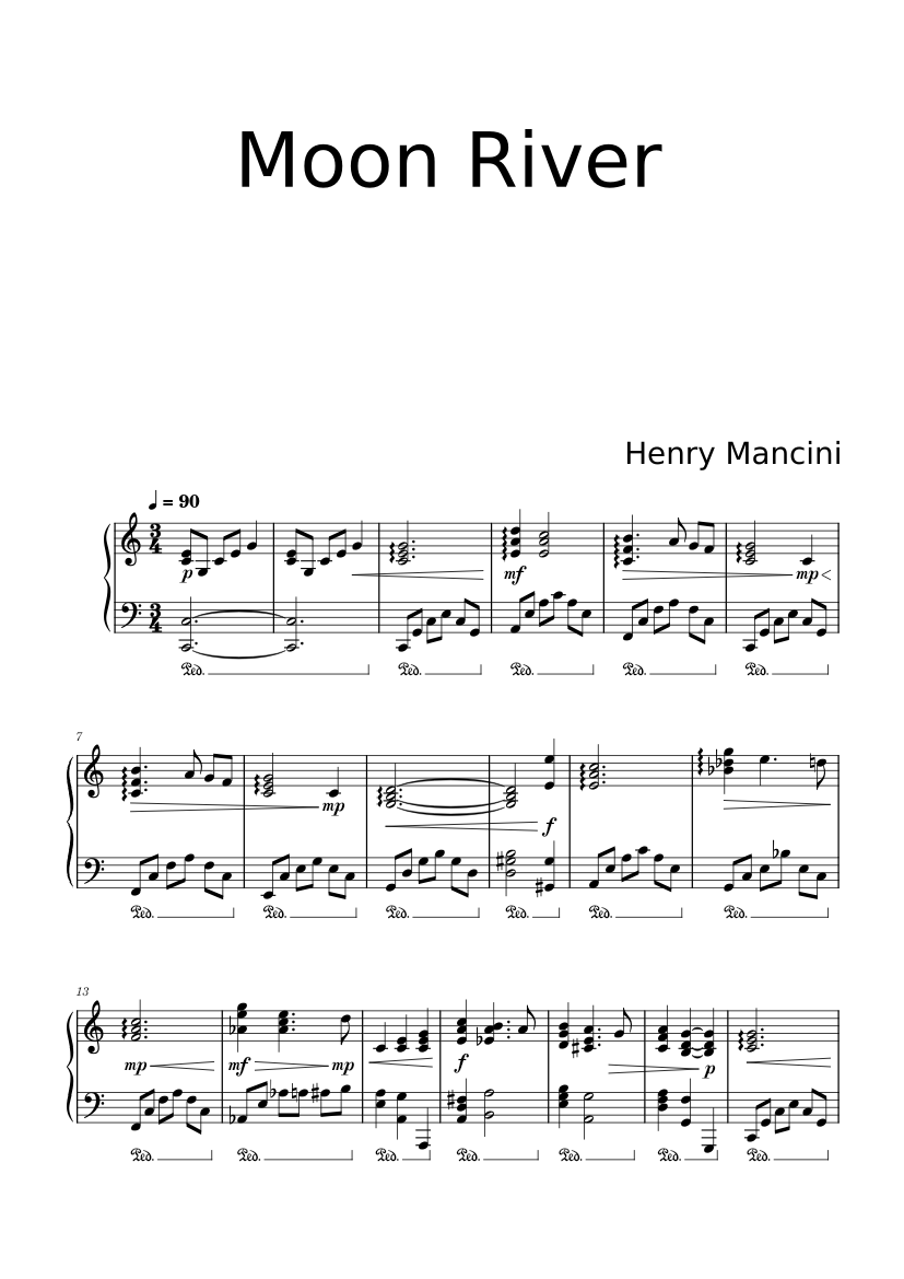 Moon River – Henry Mancini Sheet music for Piano (Solo) | Musescore.com