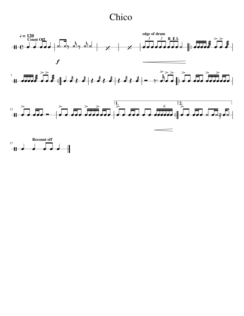 Chico Sheet music for Snare Drum (Solo) | Musescore.com