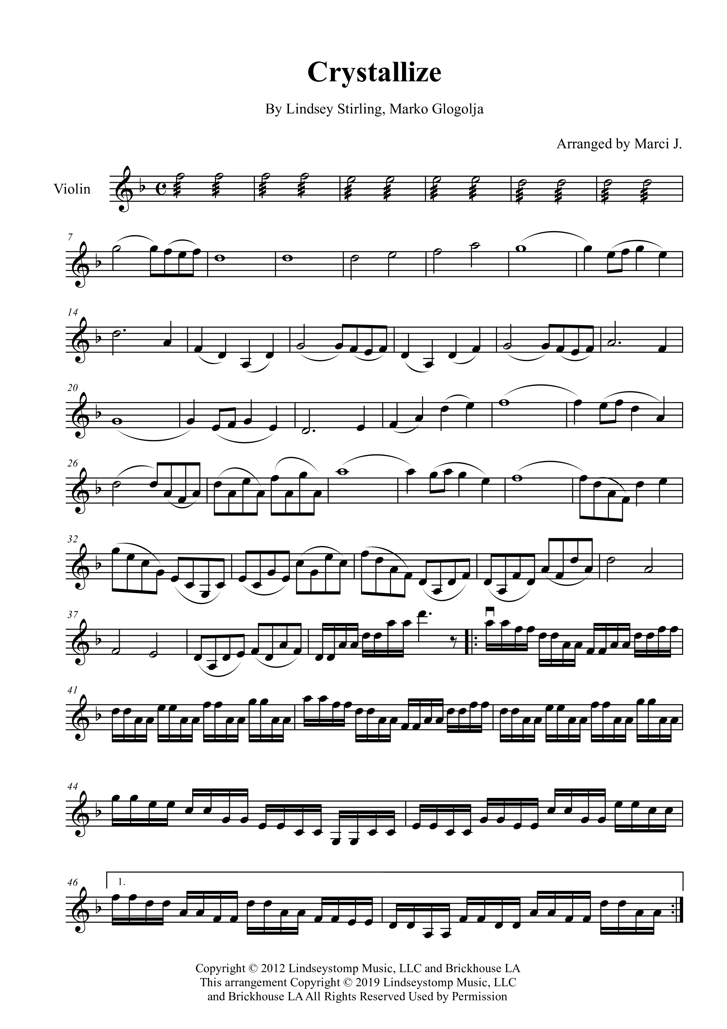 Play Official version of Crystallize Sheet Music by Lindsey Stirling ...