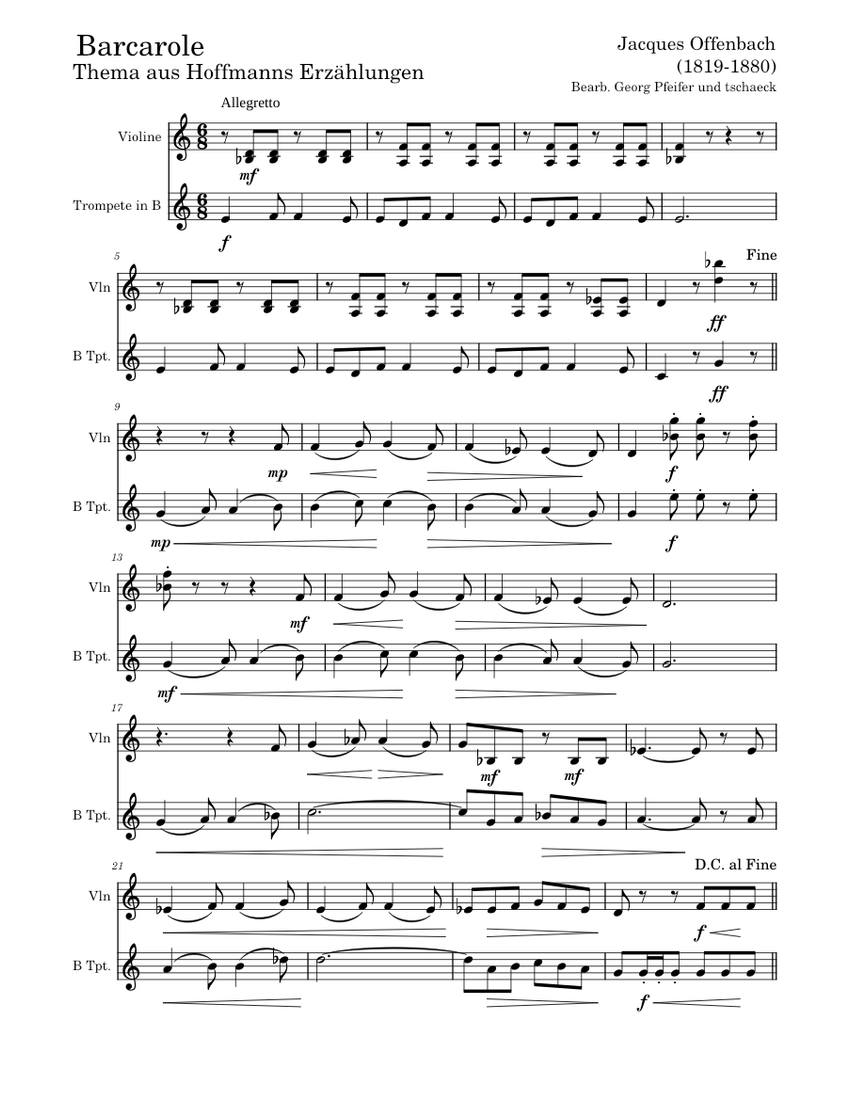 barcarole-jacques-offenbach-sheet-music-for-trumpet-in-b-flat-violin
