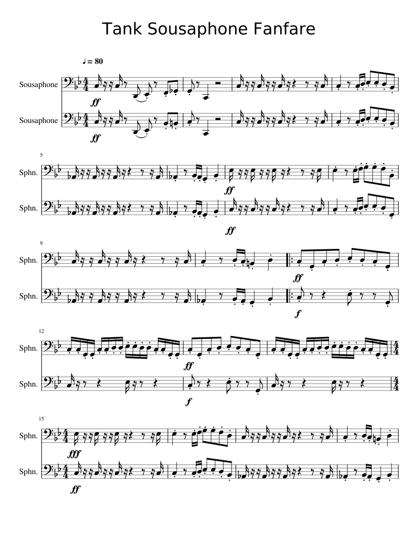Tank Sousaphone Fanfare(Updated) Sheet Music for Brass (other) (Brass ...