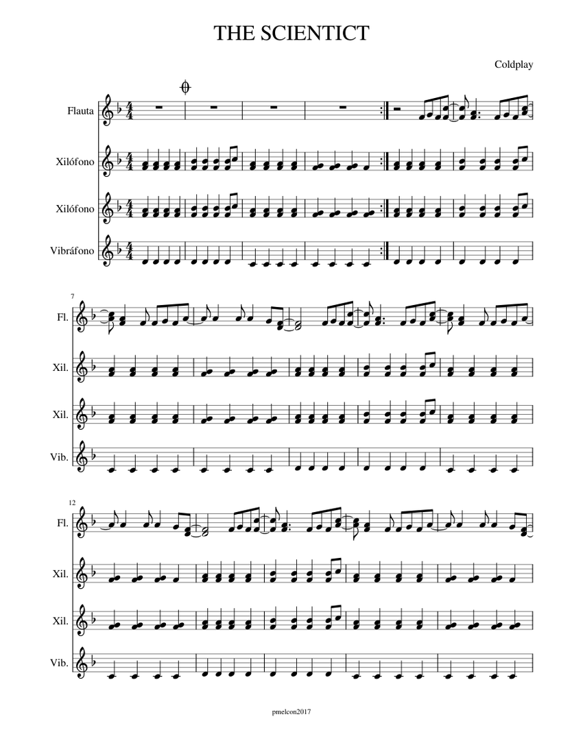 The scientist – Coldplay Sheet music for Flute, Vibraphone, Xylophone ...