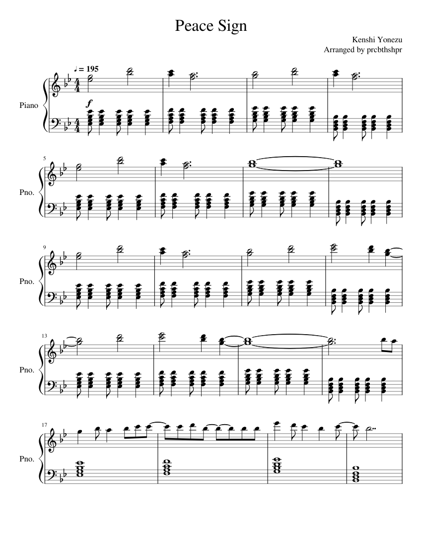 Peace Sign (BNHA Season 2 OP) Sheet music for Piano (Solo) | Musescore.com