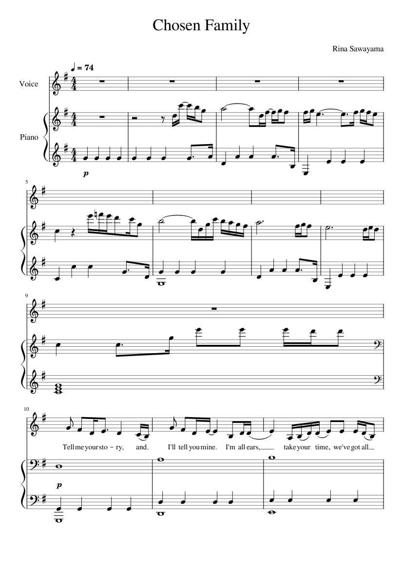 Chosen Family – Rina Sawayama Sheet Music for Piano, Vocals (Piano ...