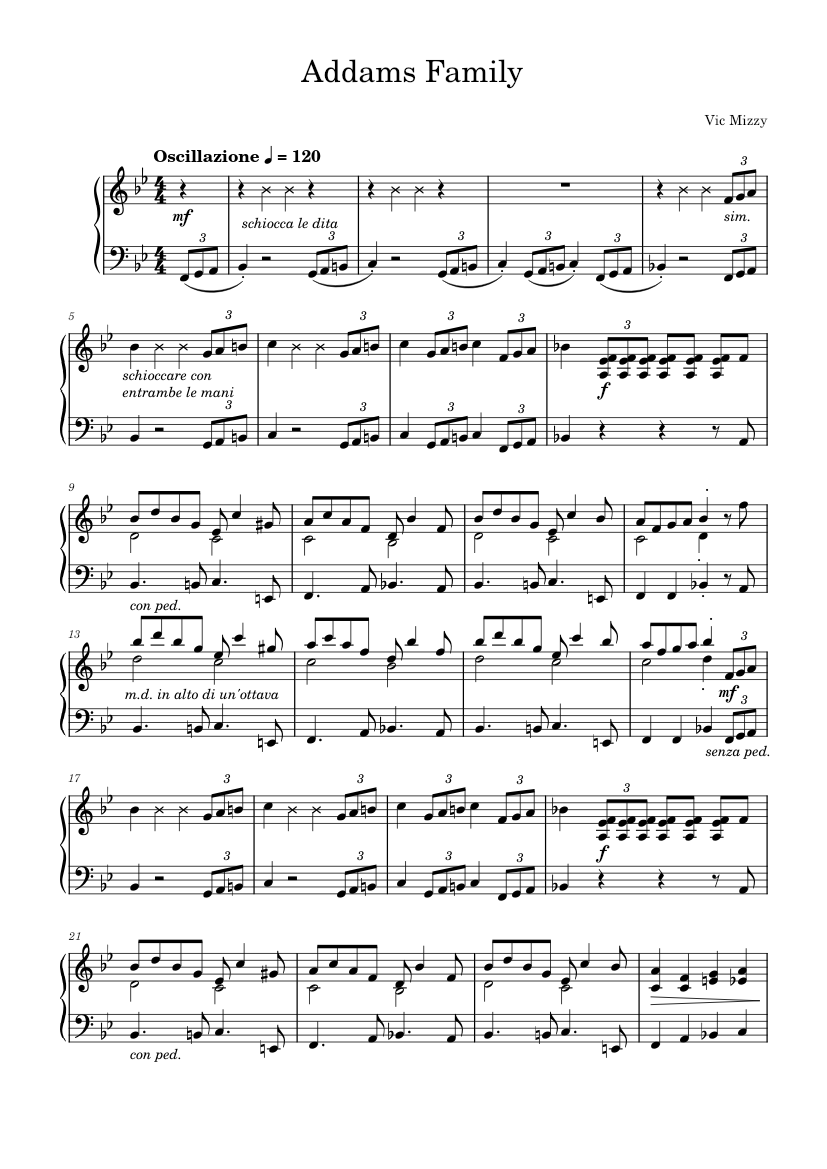 The Addams Family theme – Vic Mizzy The Addams Family theme in Bb major ...