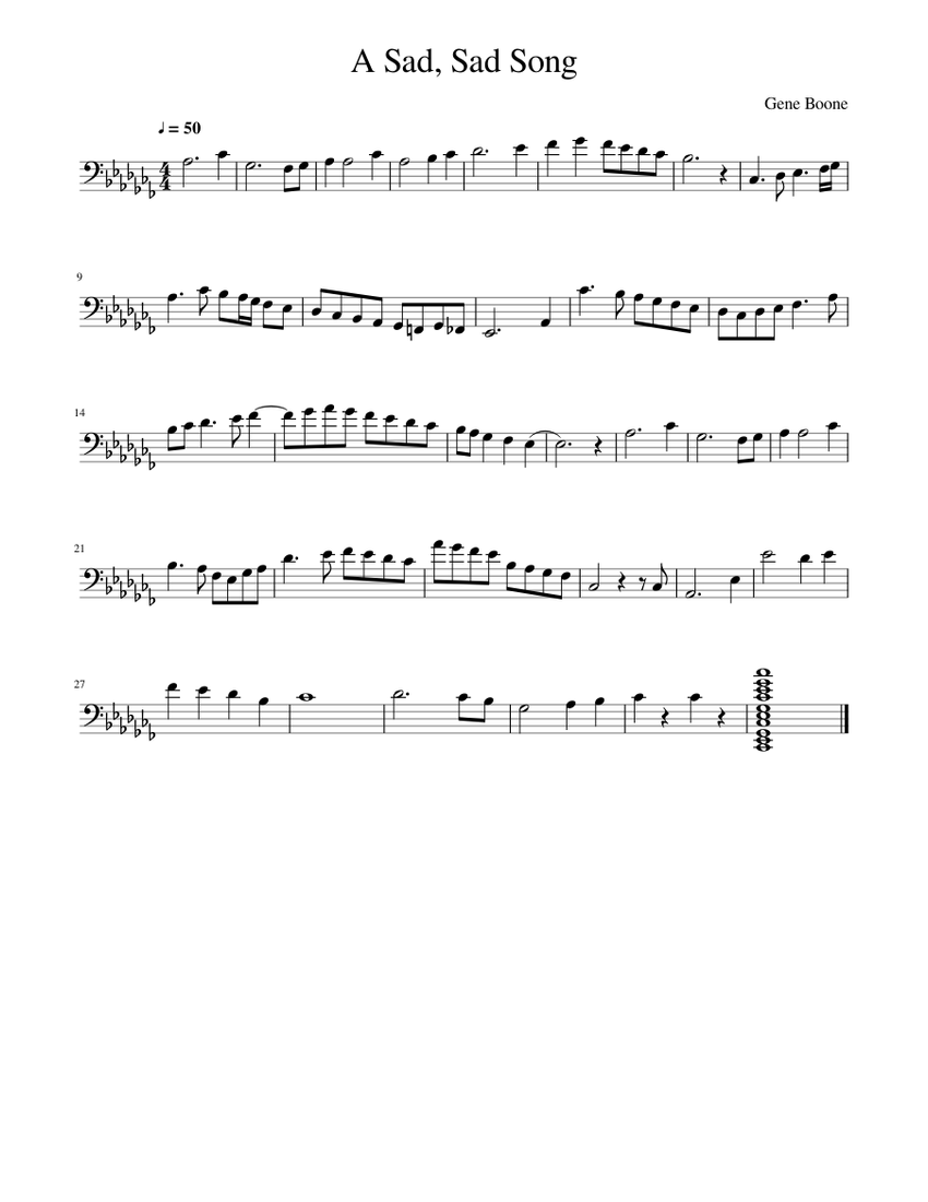A Sad, Sad Song Sheet music for Cello (Solo) | Musescore.com