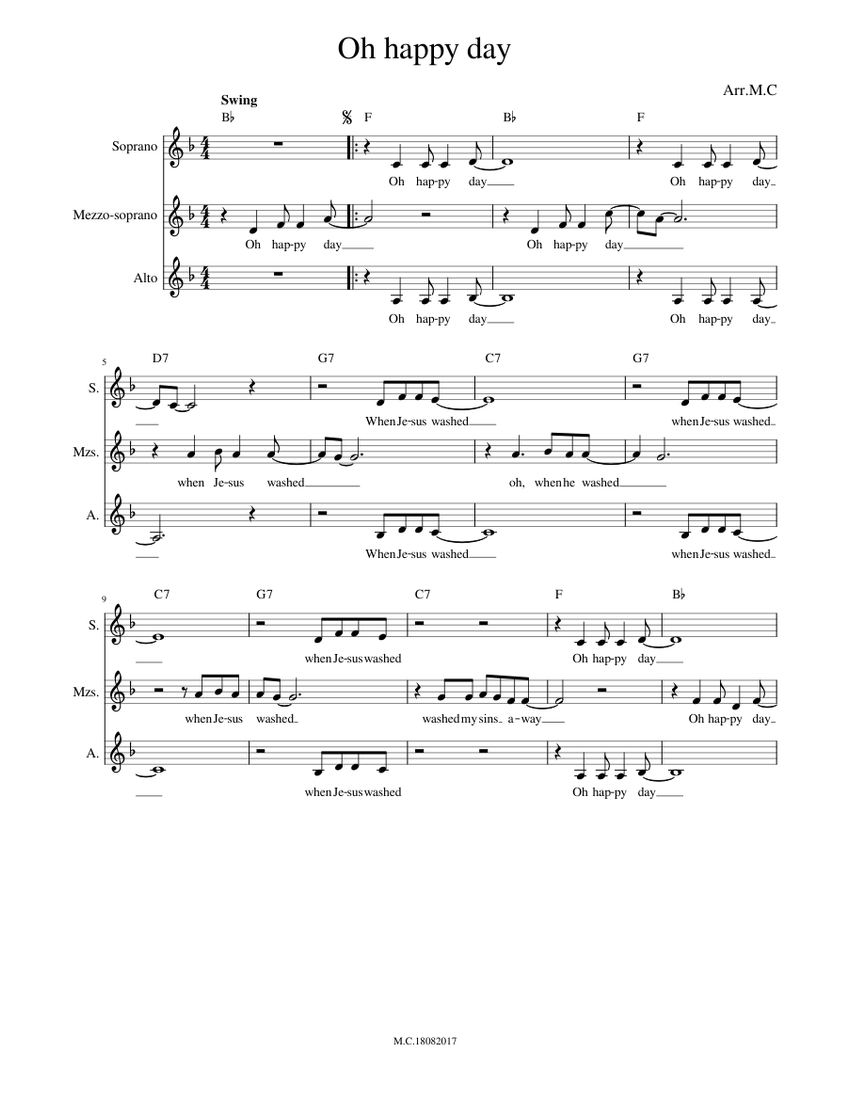 Oh_happy_day Sheet music for Soprano, Alto, Mezzo soprano (Choral ...