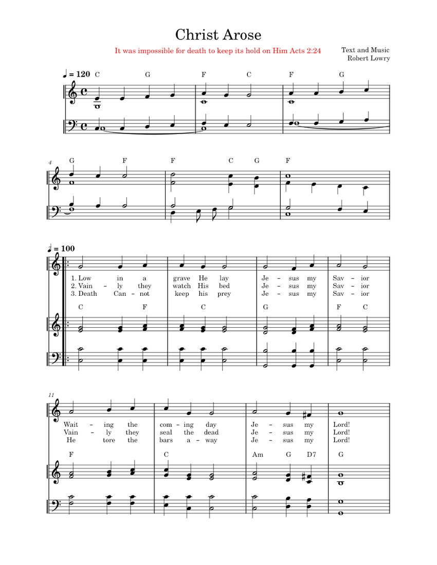 Christ Arose Sheet music for Piano (Mixed Quartet) | Musescore.com