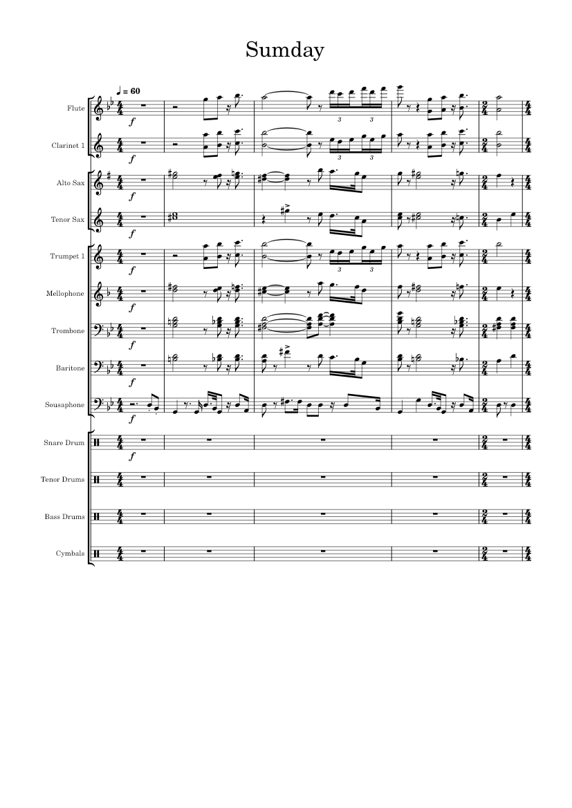 Random_fanfare Sheet music for Trombone, Flute, Clarinet in b-flat ...