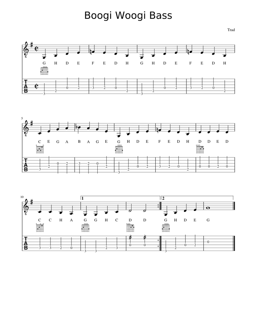 Boogie_Woogie_Bass Sheet music for Guitar (Solo) | Musescore.com