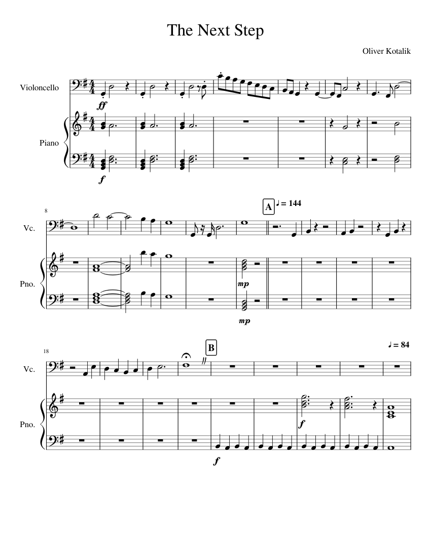 The Next Step Sheet music for Piano, Cello (Solo) | Musescore.com