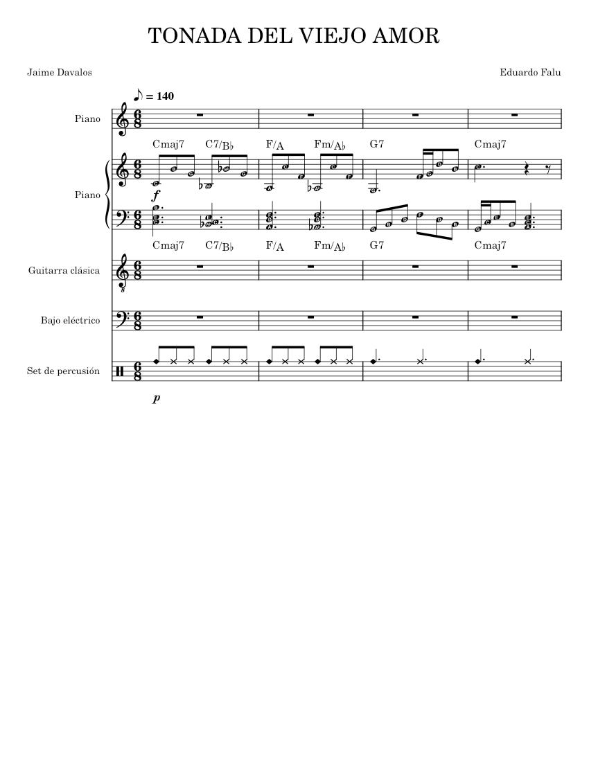 TONADA_DEL_VIEJO_AMOR-version General Sheet music for Piano, Guitar ...