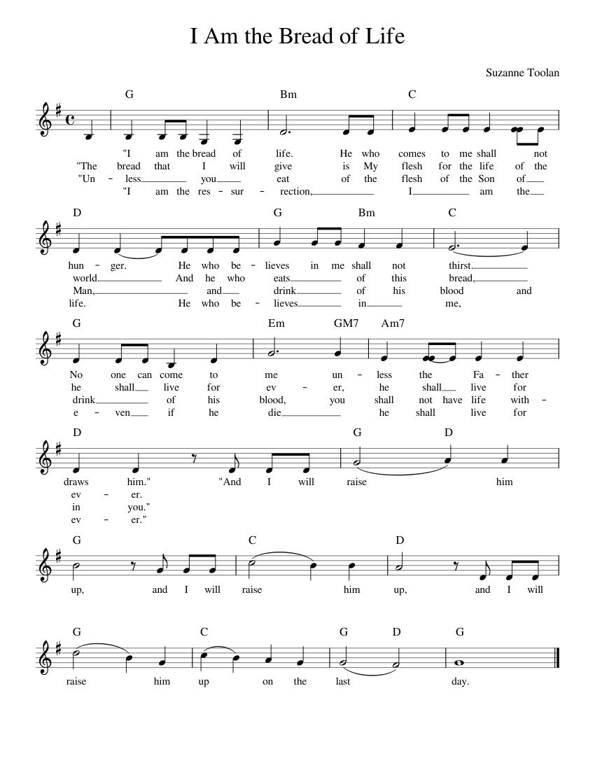 I Am The Bread of Life Sheet Music for Piano (Solo) Easy | MuseScore.com