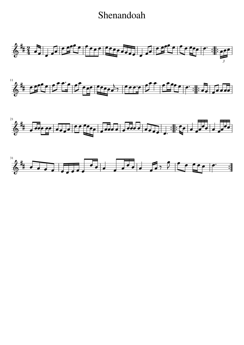 Shenandoah Sheet music for Piano (Solo) Easy | Musescore.com