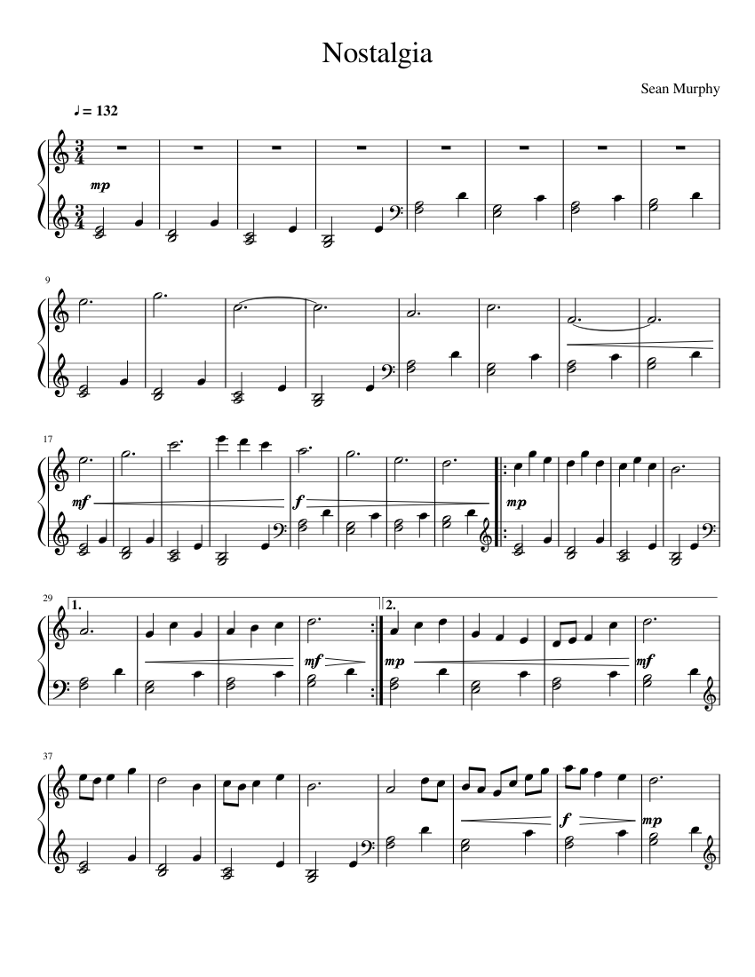 Nostalgia Sheet music for Piano (Solo) | Download and print in PDF or ...
