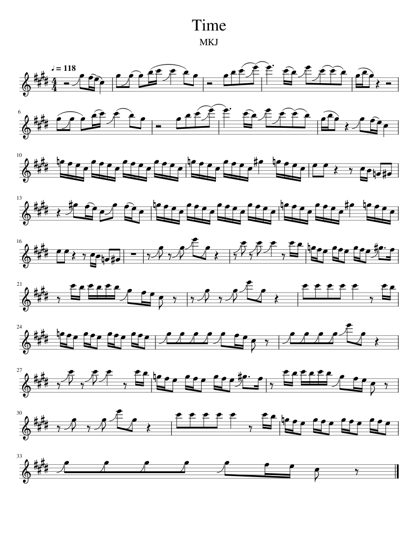 Time Sheet music for Saxophone alto (Solo) | Musescore.com