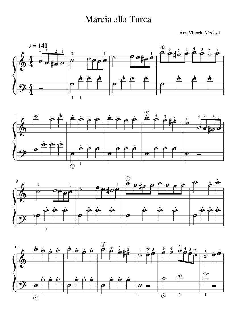 Marcia Turca Sheet Music for Piano (Solo) Easy | MuseScore.com