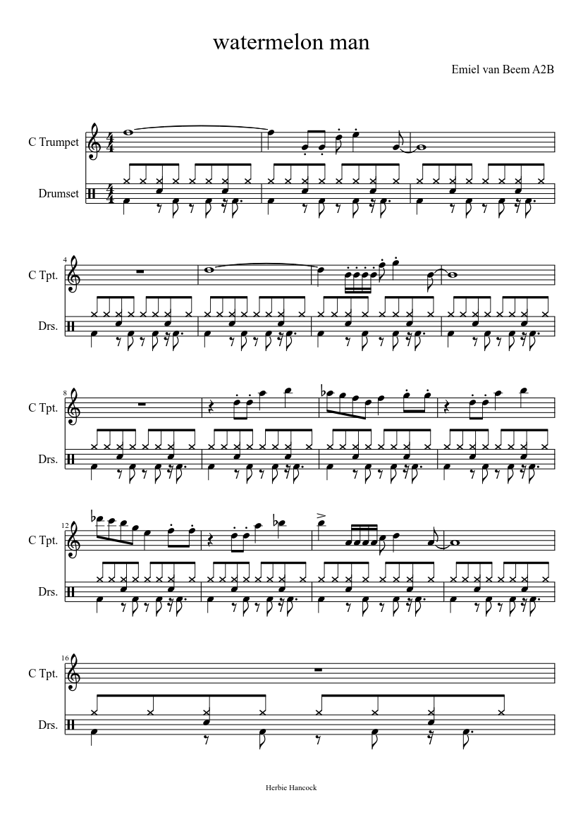 watermelon man Sheet music for Trumpet other (Solo) | Musescore.com