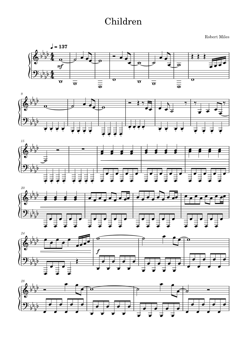 Children – Robert Miles Children Sheet music for Piano (Solo ...