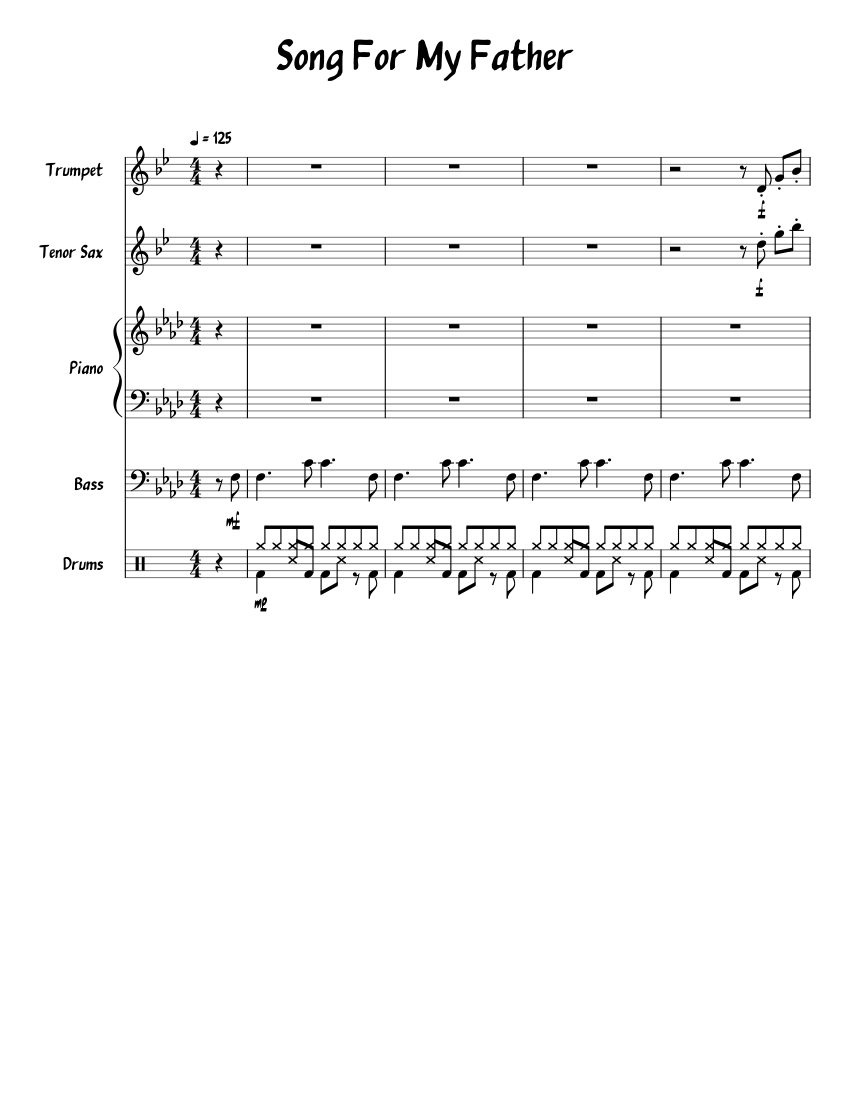 Song For My Father Sheet music for Piano, Saxophone tenor, Trumpet in b ...