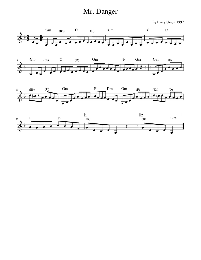 By Larry Unger - Mr. Danger Sheet music for Piano (Solo) | Musescore.com