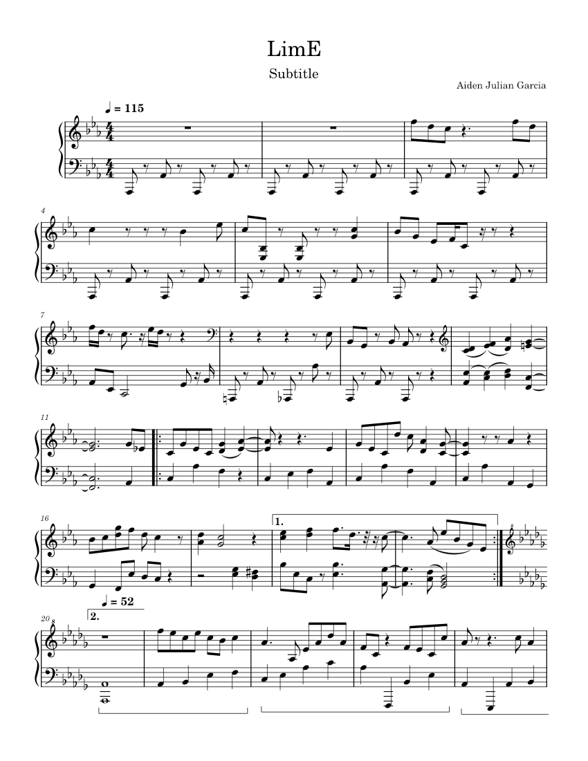 LimE Sheet music for Piano (Solo) | Musescore.com