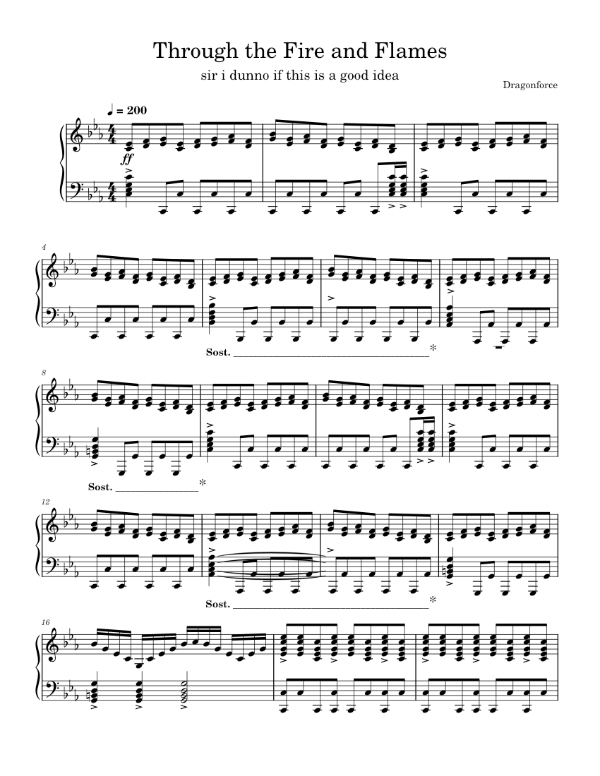 Through the Fire and Flames - WIP Sheet music for Piano (Solo ...