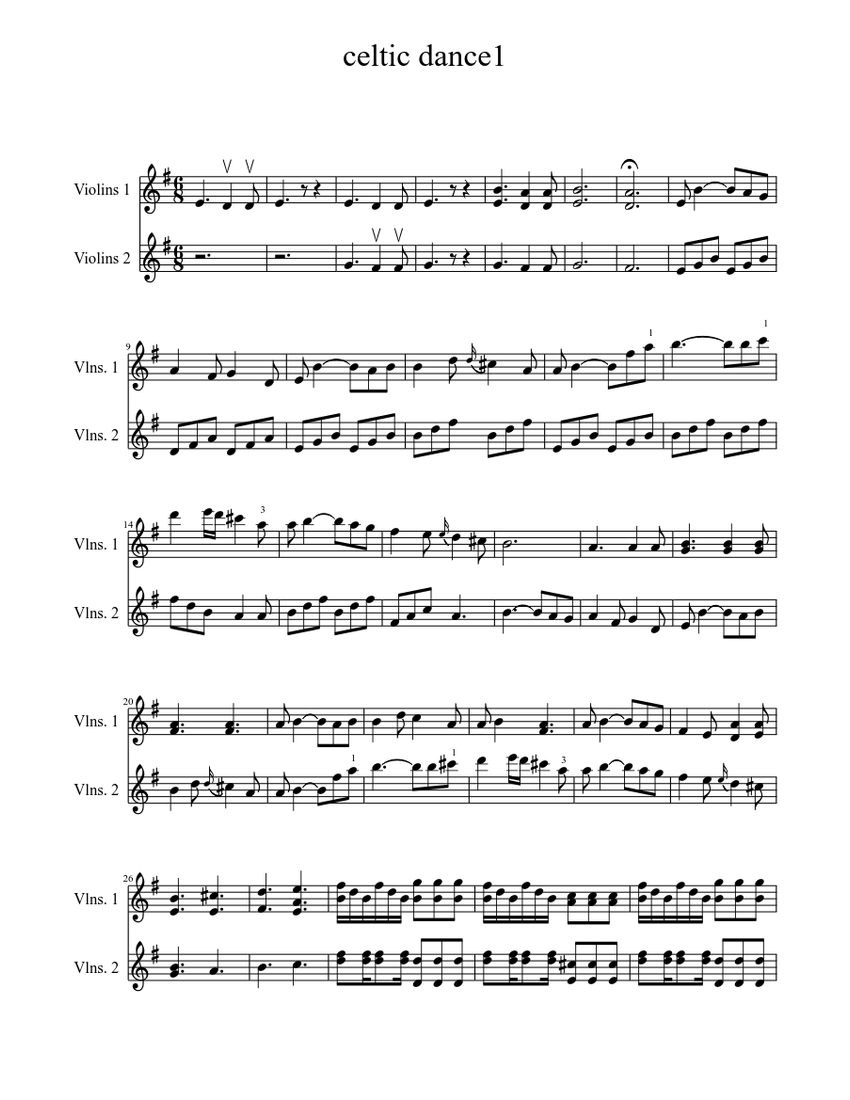 celtic dance1 Sheet music for Strings Group (String Duet) | Musescore.com