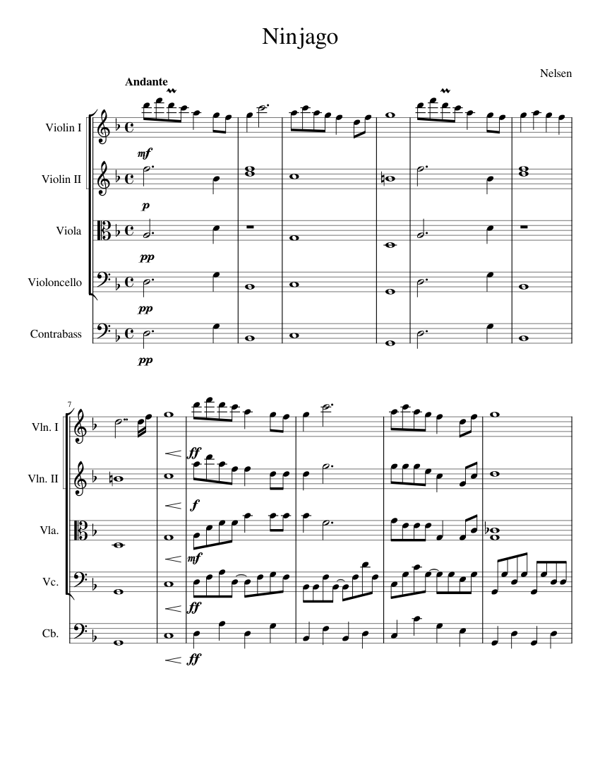 Lego ninjago - overture – Misc Cartoons Sheet music for Contrabass ...