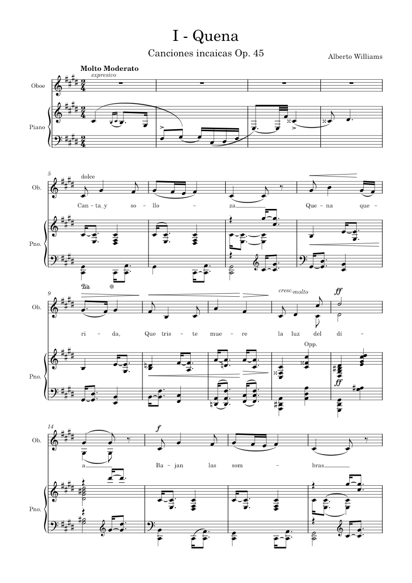 1 - Quena - Canciones incaicas - Do#m (medium voice) - Alberto Williams ...