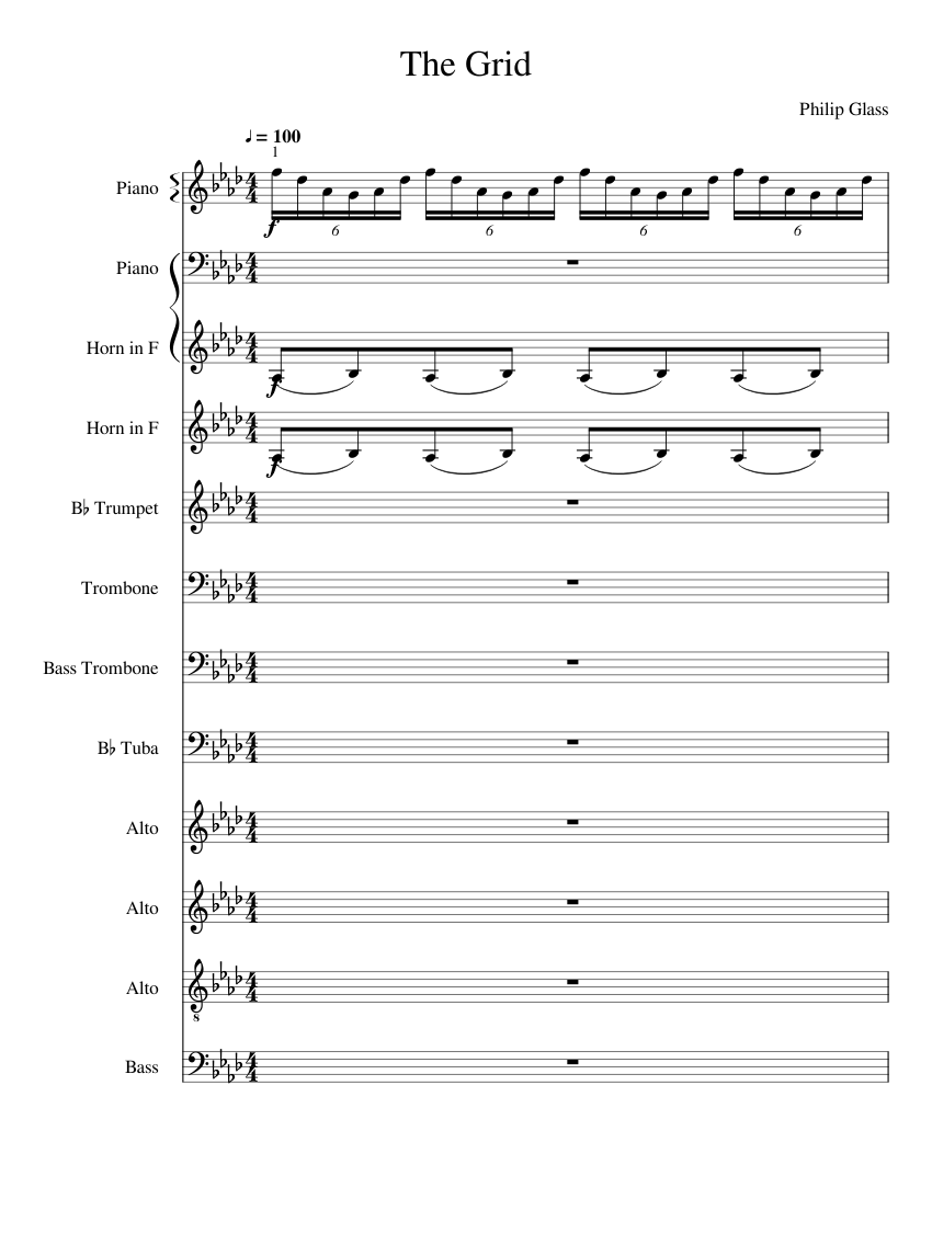 The Grid - Koyaanisqatsi, Track 6b Sheet music for Piano, Trombone ...