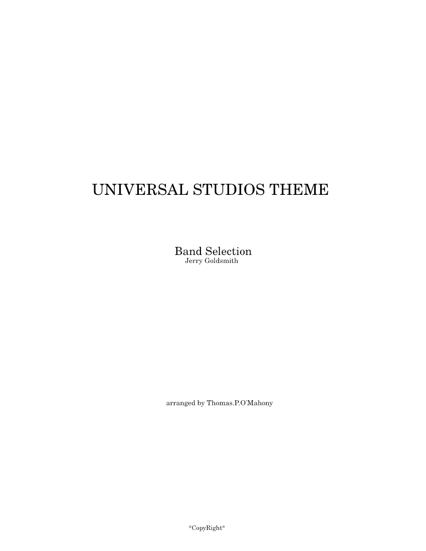 Universal studios fanfare – Jerry Goldsmith Sheet music for Piano ...