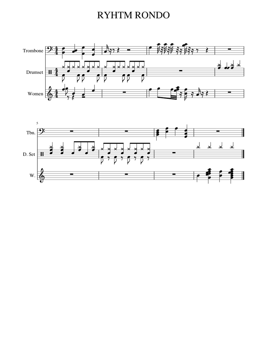 RYthM RONDO MUSIC 1 4 Sheet music for Trombone, Female, Drum group ...