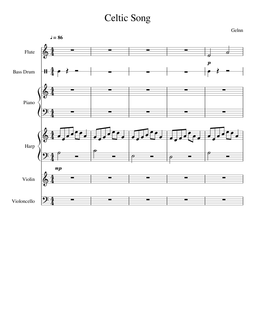 Celtic Song (WIP) Sheet music for Piano, Violin, Flute, Cello & more ...