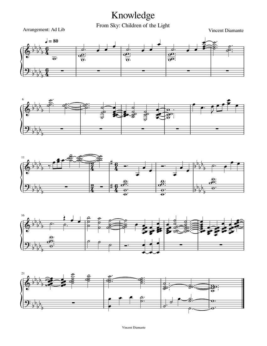Sky: Children Of Light - Knowledge Sheet music for Piano (Solo ...