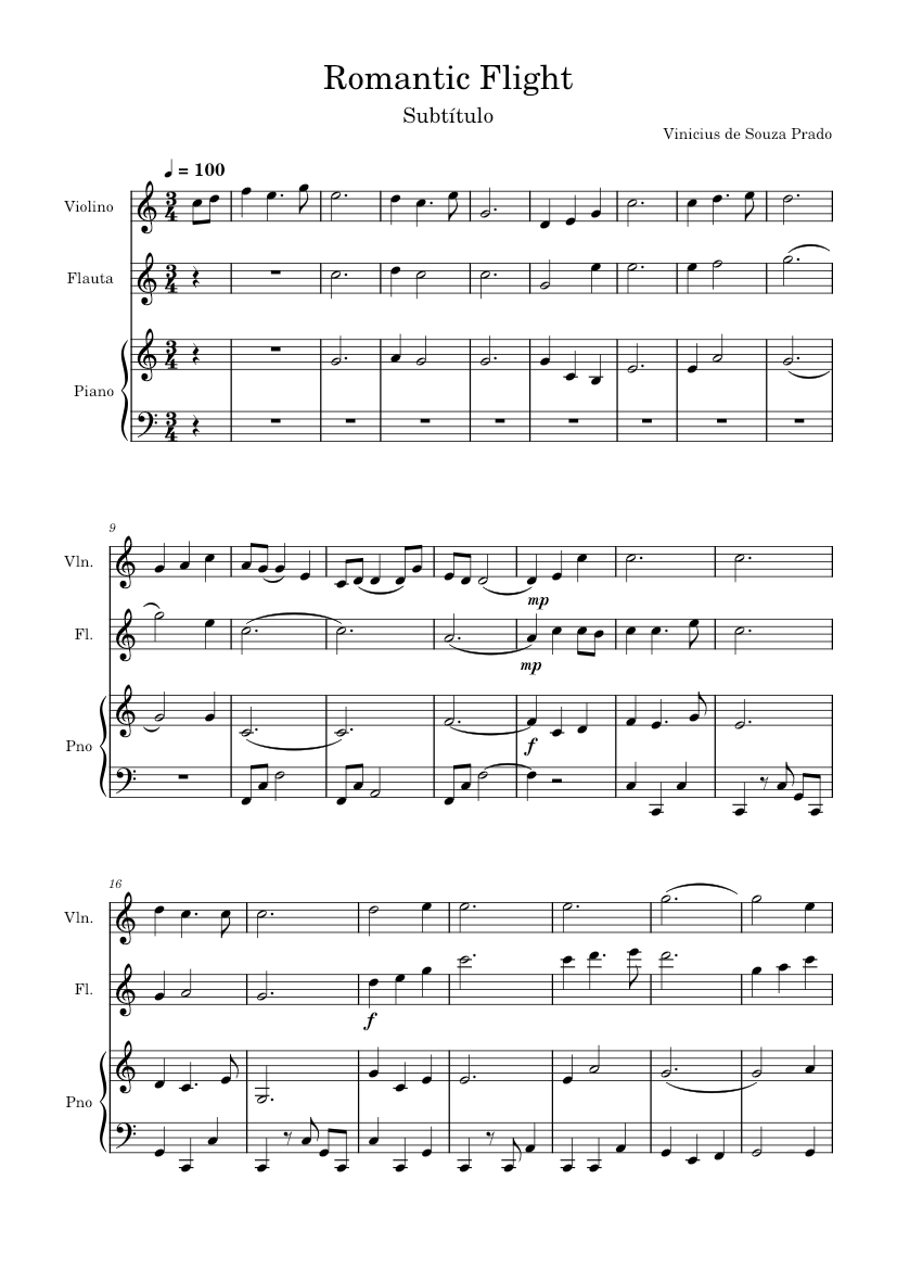 Romantic Flight – John Powell Romantic Flight Sheet music for Piano, Flute, Violin (Mixed ...