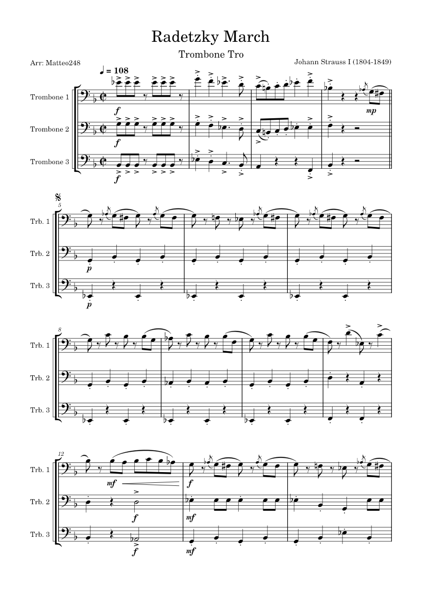 Radetzky March – Johann Strauss Jr. Radetzky March Sheet Music for ...