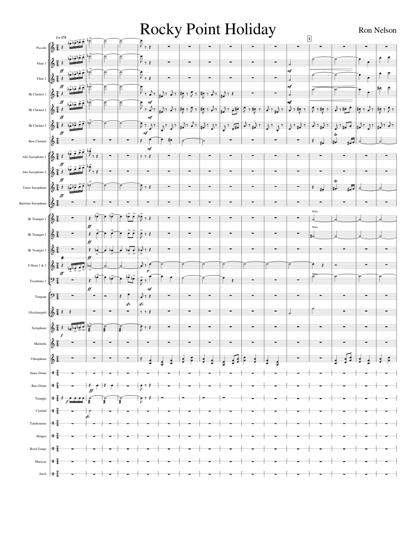 Rocky Point Holiday Sheet music for Trombone, Tambourine, Flute piccolo ...